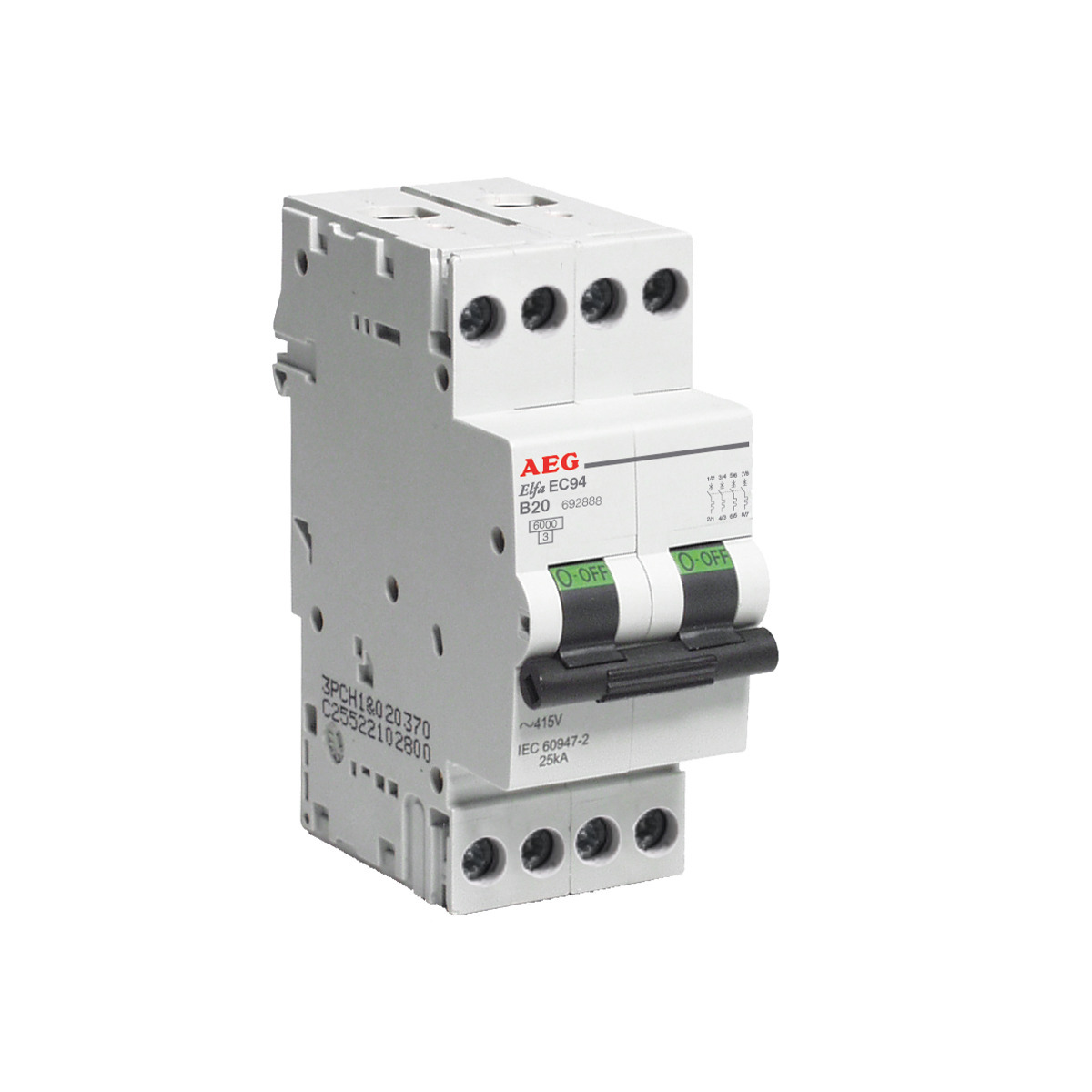 EC94EB20 - MCB AEG EC90E 4P B 4,5kA 20A 2mod. - Apparecchiature e ...