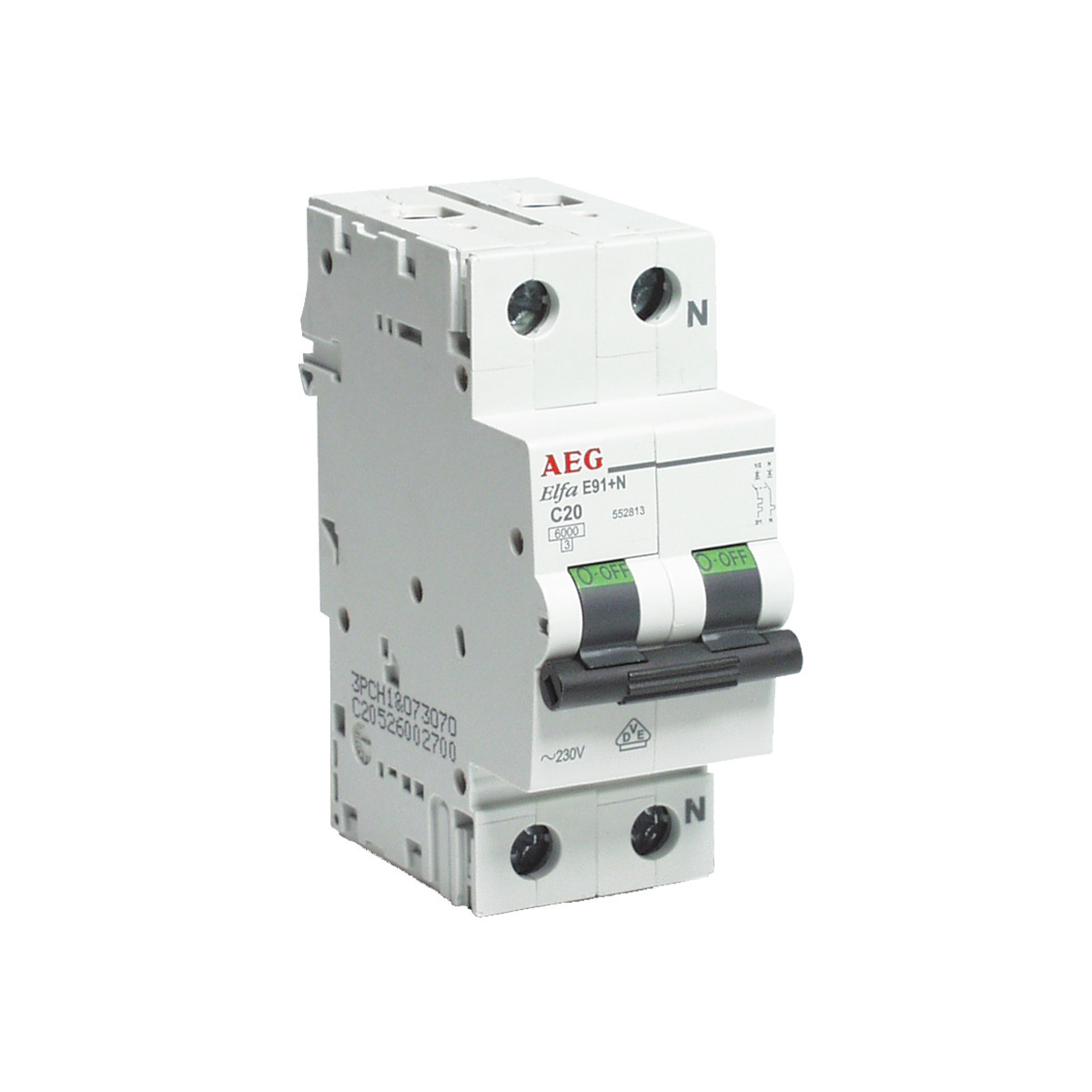 E91D03N - MCB AEG Elfa E90 1+N D 3A 6kA - Apparecchiature e Quadri ...