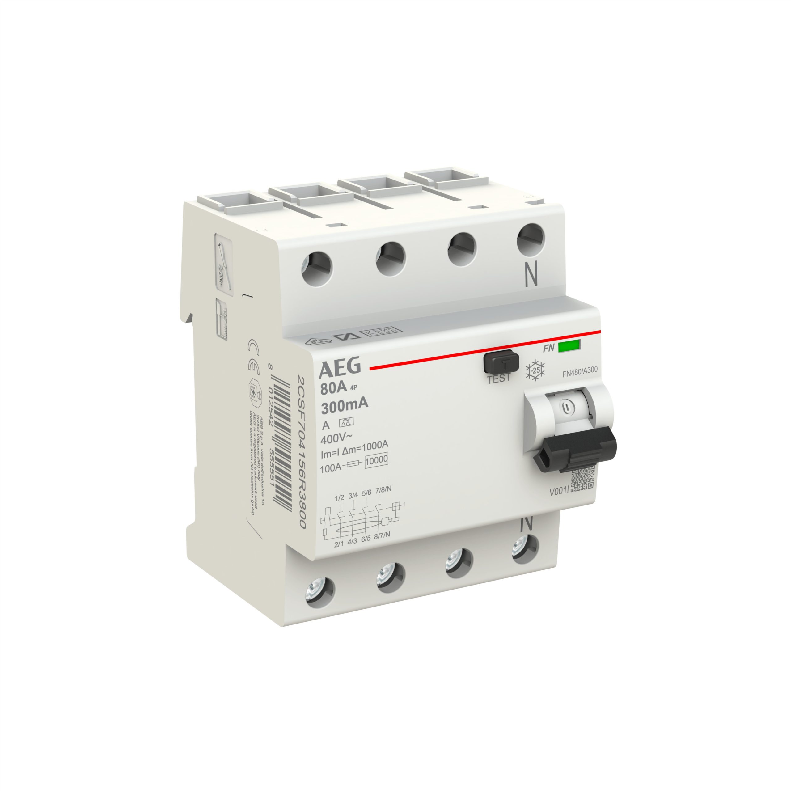 FN480/SI300 - RCCB AEG FN 4P 80A 300mA A-Si 4M - Apparecchiature e ...